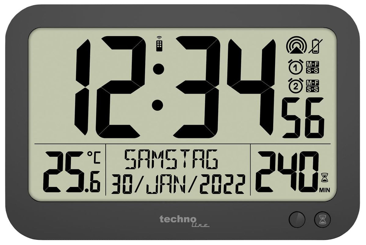 Digital wall clock Technoline WS 8026 223x148x17mm black with remote ...